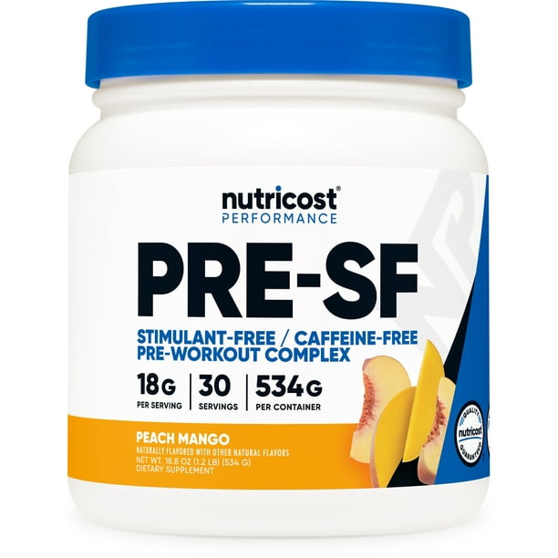 Nutricost Stim-Free Pre-Workout Powder, 30 Servings (Peach Mango) - Non ...