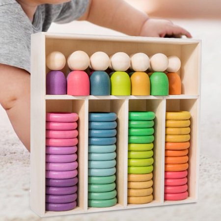 Wooden Rainbow Stacking and Sorting Toy Wooden Rainbow Stacker Game for ...