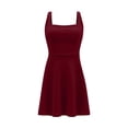 Cekizud Summer Dresses for Women Square Neck Sleeveless A-Line Mini ...