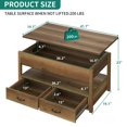 2 Drawer Lift Top Coffee Table Wooden with Hidden Compartment & Storage ...