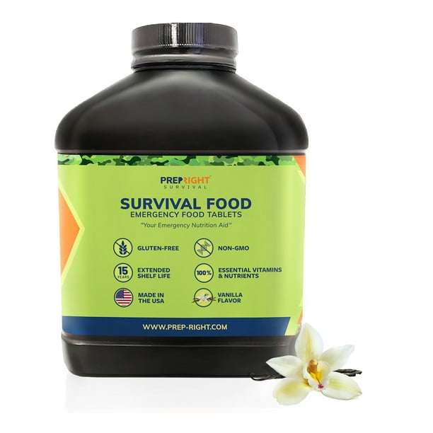 Prep-Right Survival Emergency Preparedness Food Tablets, Vanilla 180 ...