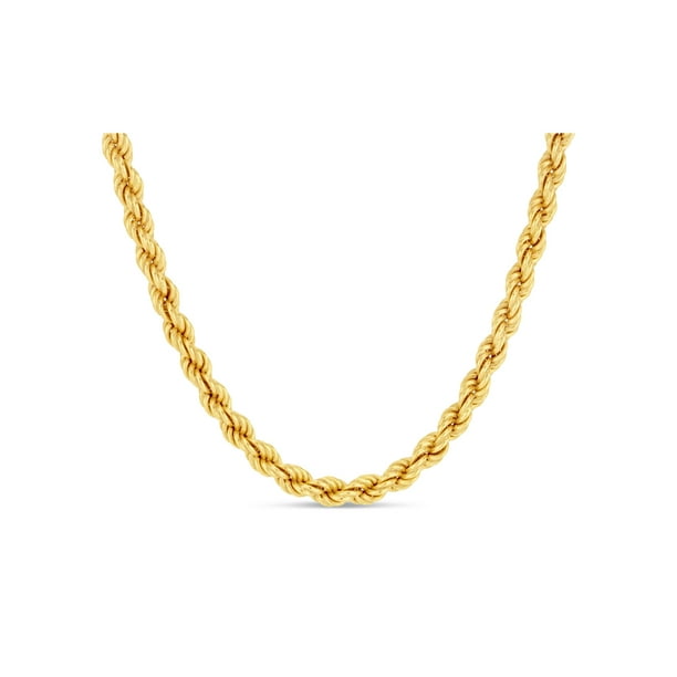 18k Gold Over Sterling Silver Mens Rope 120 Gauge Chain Necklace 18 ...