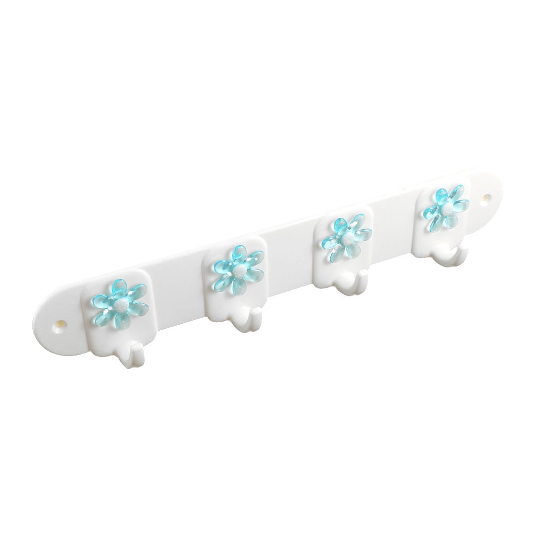 Home Plastic Chrysanthemum Decor 4 Hooks Wall Mounted Hanger Light Blue ...
