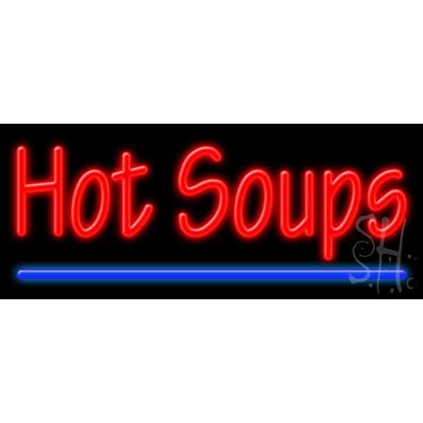 Hot Soups LED Neon Sign 10 x 24 - inches, Black Square Cut Acrylic ...