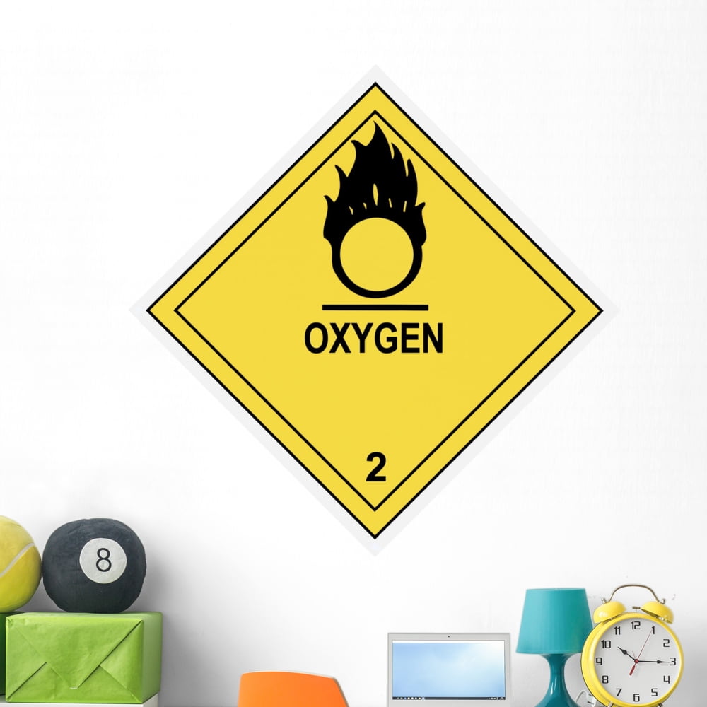 Oxygen Warning Label Wall Decal by Wallmonkeys Peel and Stick Graphic ...