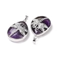 5 pc Natural Amethyst Pendants with Platinum Tone Brass Findings ...