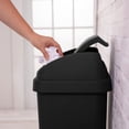 Black Plastic Swing Top Trash Can, Tall Slim Waste Basket with Flip Lid ...