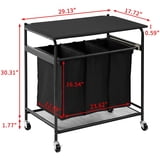 HollyHOME Rolling Laundry Sorter Cart with Openable Ironing Board and 3 ...