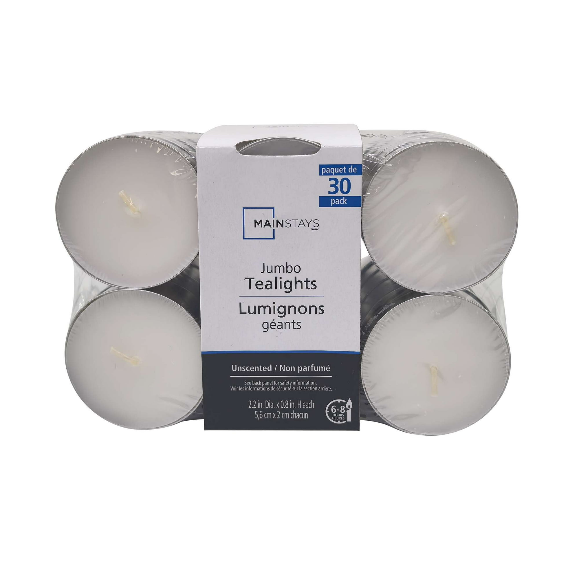 Click here for Mainstays Unscented White Jumbo Tealights  30-Pack... prices