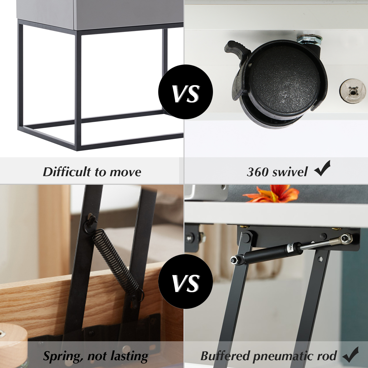 Buy FULLWATT Beside Table with 2 Drawers Nightstand with Lift Top and ...