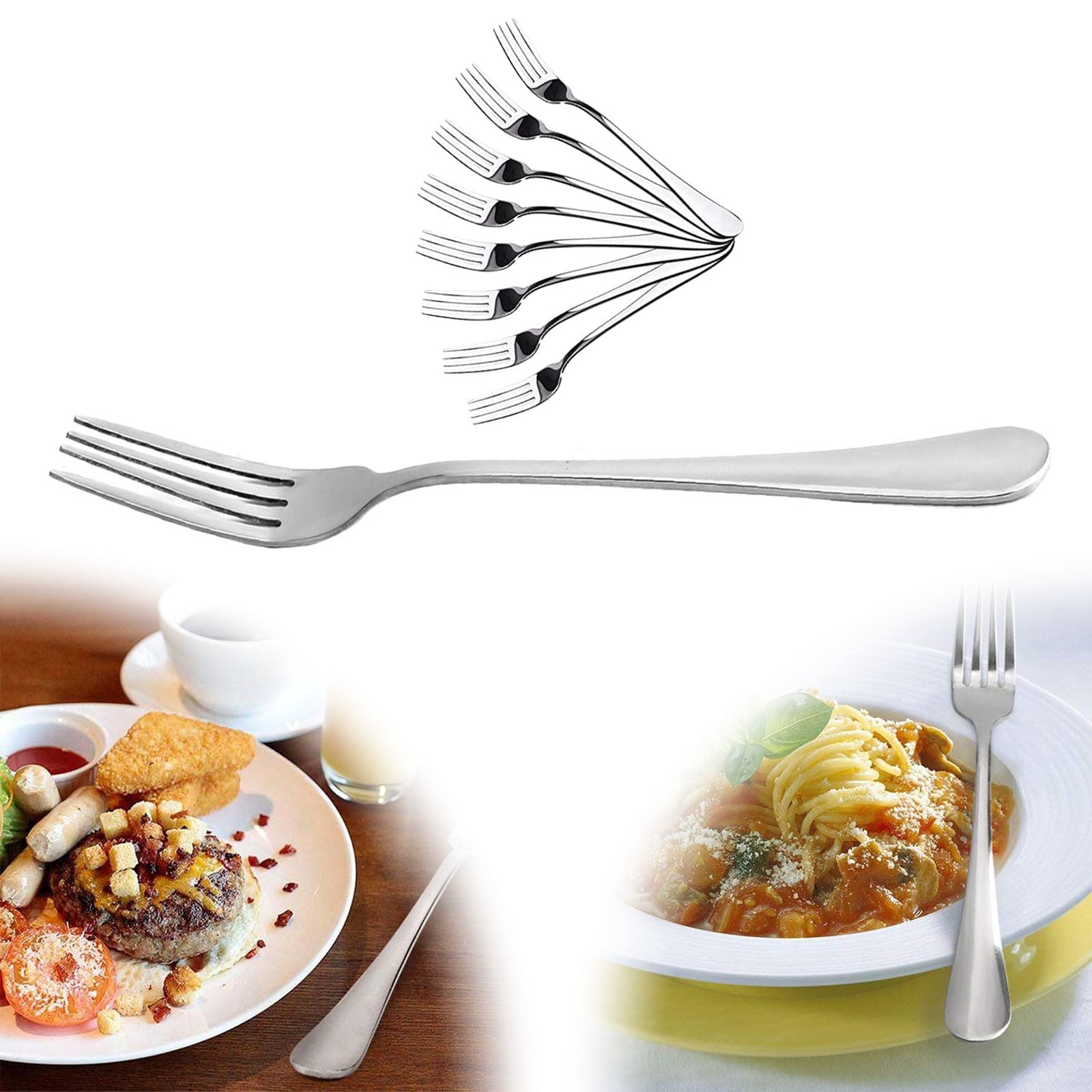 Tenedor de acero inoxidable para uso doméstico, tenedor para comida ...