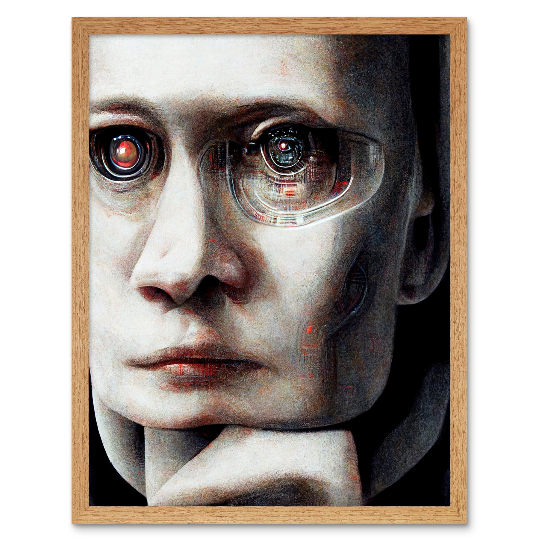 Futurism Cyborg Humanoid Robot AI Face Art Print Framed Poster Wall ...