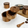 2-Layer Salt and Pepper Bowl Set with Spoon, Magnetic Swivel Lid ...