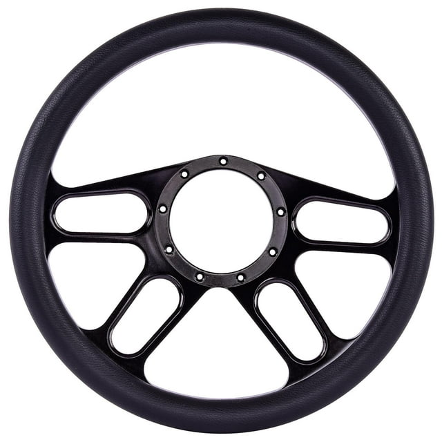JEGS 70415 Black Billet Aluminum 14 in. Steering Wheel Autocross Spoke ...