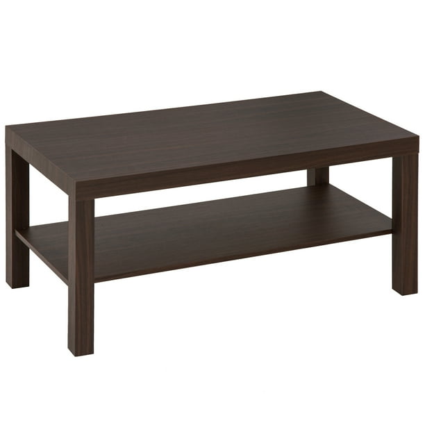 HOMCOM 2 Tier Coffee Table with Storage Shelf, Rectangular Center Table ...
