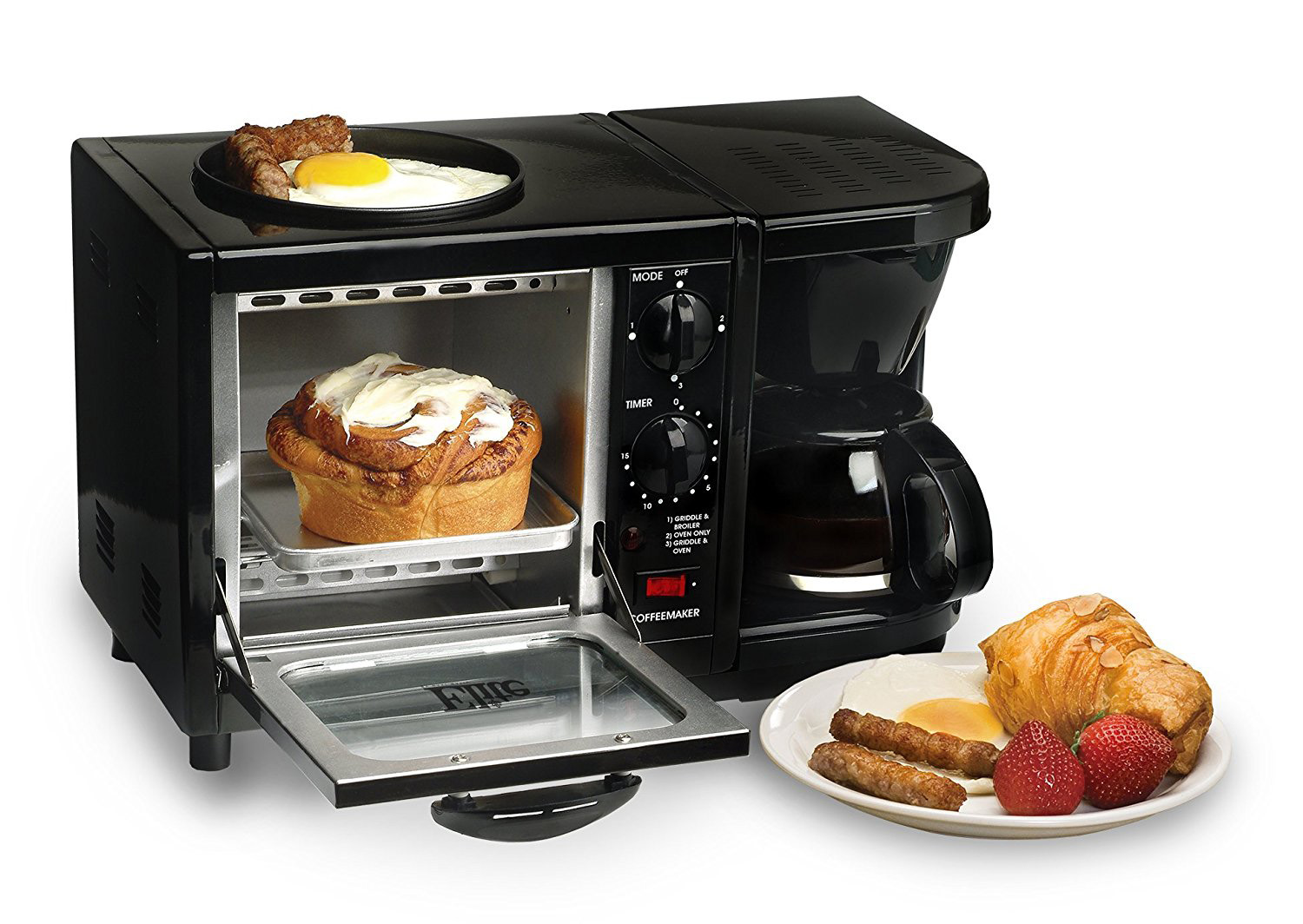 Elite EBK-200B 3-in-1 Multifunction Breakfast Center, Black - Walmart.com