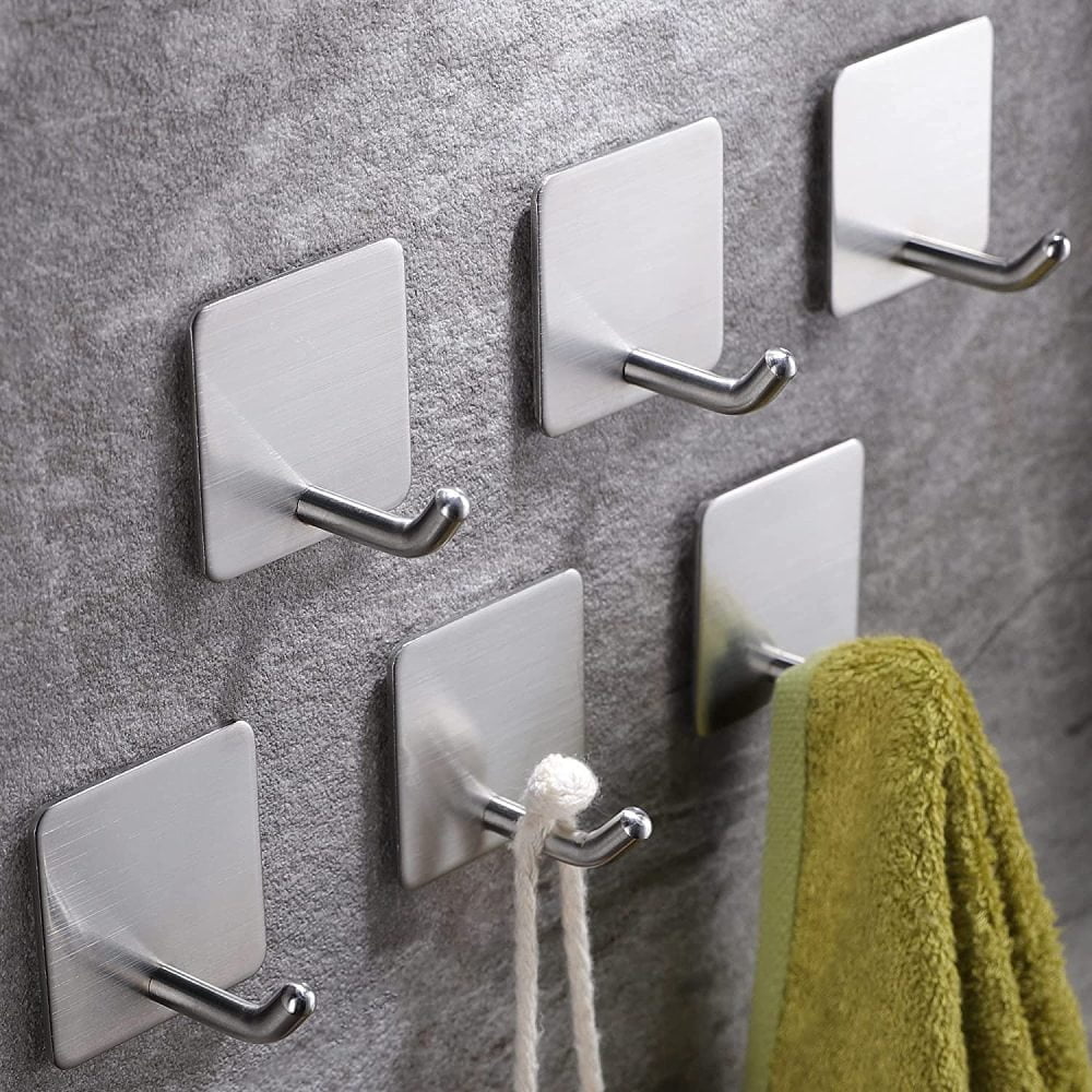 Hooks Self-Adhesive Towel Hooks Without Drilling Coat Hooks Stainless ...