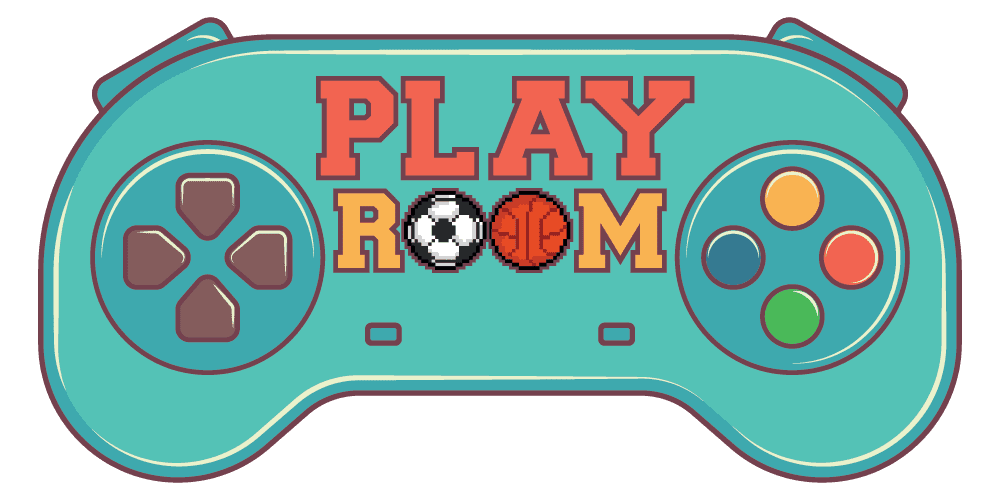 Colorful and Vibrant Playroom Logo with Soccer and Basketball on ...