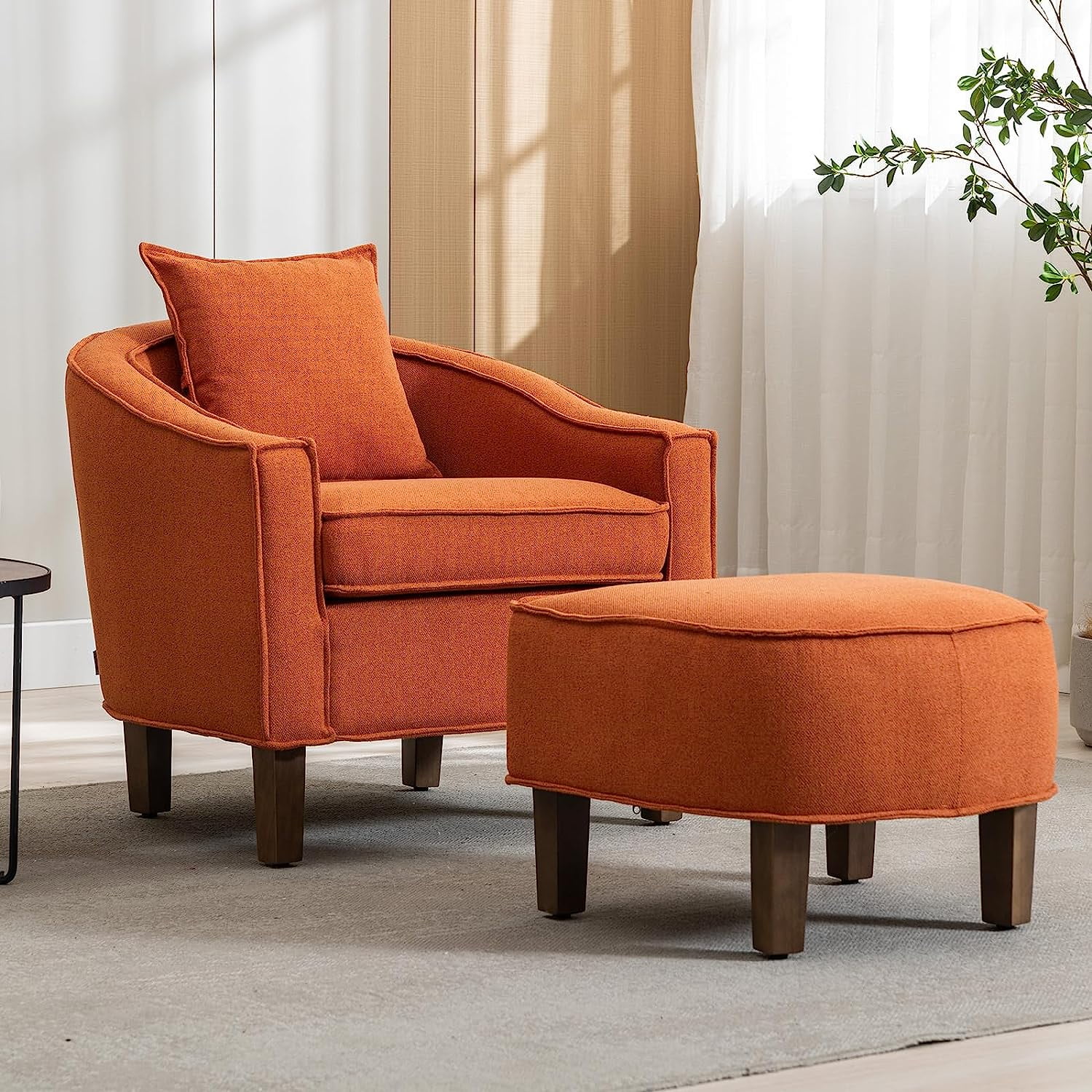 Tabaray Mid Century Accent Chair,Modern Armchair with Ottoman,Pillow ...