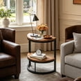 Fnova 2-Tier Half Moon End Table, Modern Wooden Narrow Sofa Side Table ...