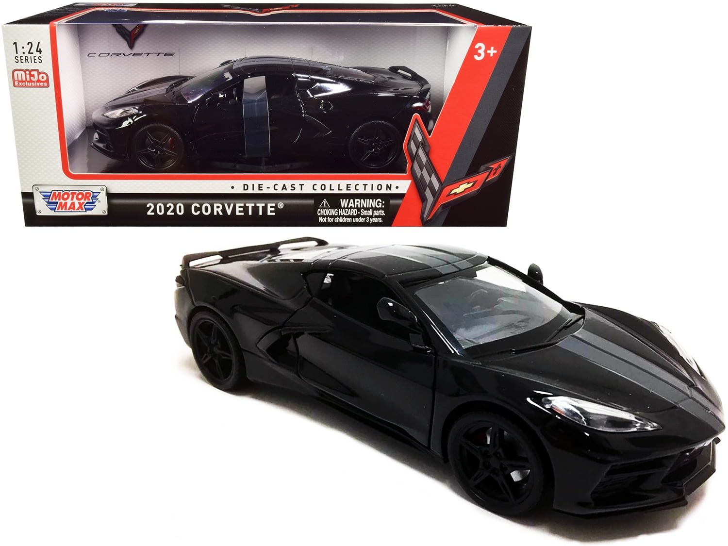 2020 Chevrolet Corvette C8 Stingray Black with Gray Stripes 1/24 ...