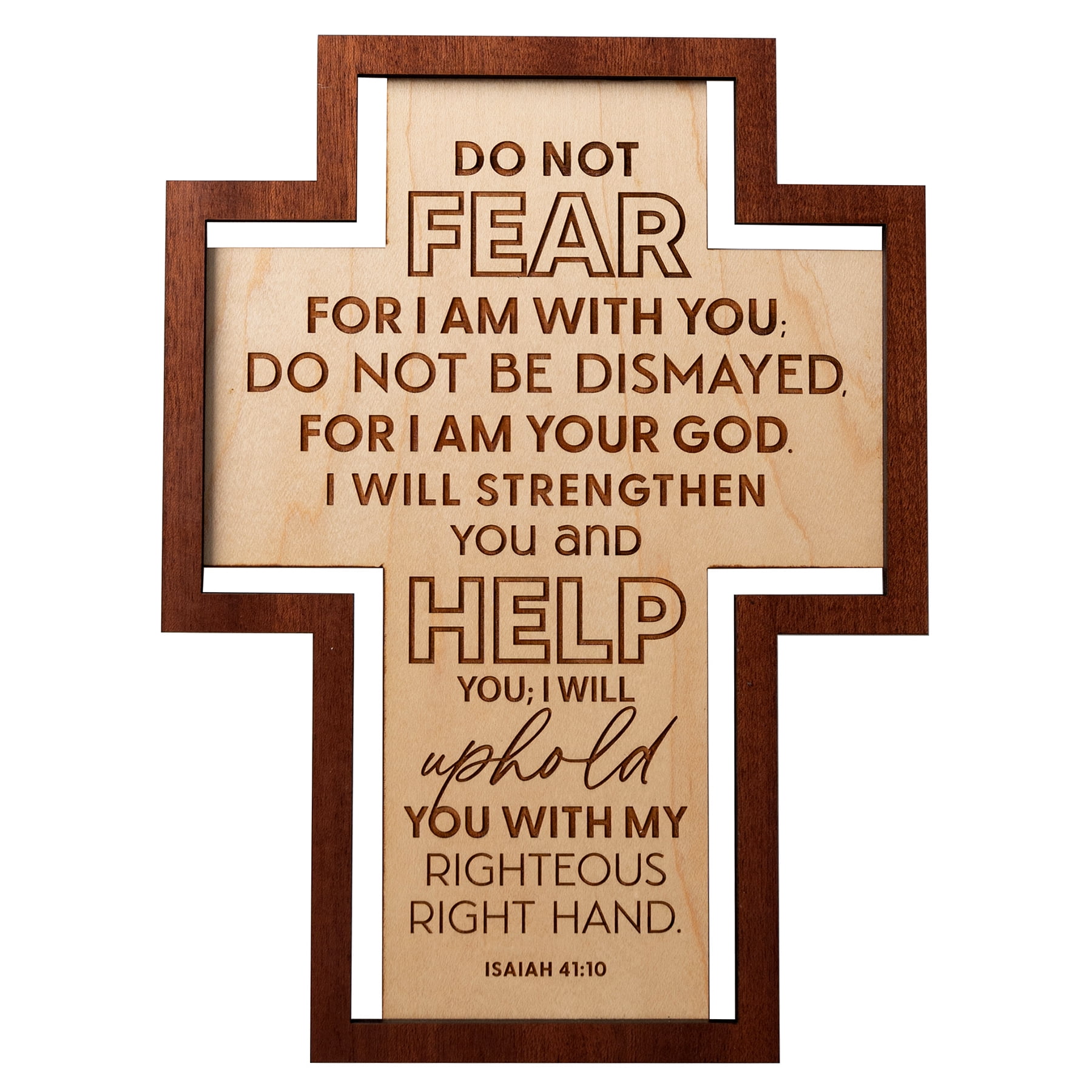 Dexsa Do Not Fear Inspirational Laser-Cut Wood Cross Plaque 7.5 inches ...