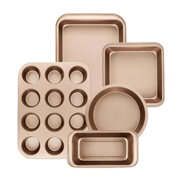BakerEze 6-Piece Nonstick Bakeware Set, Muffin Cake & Pizza Pans ...