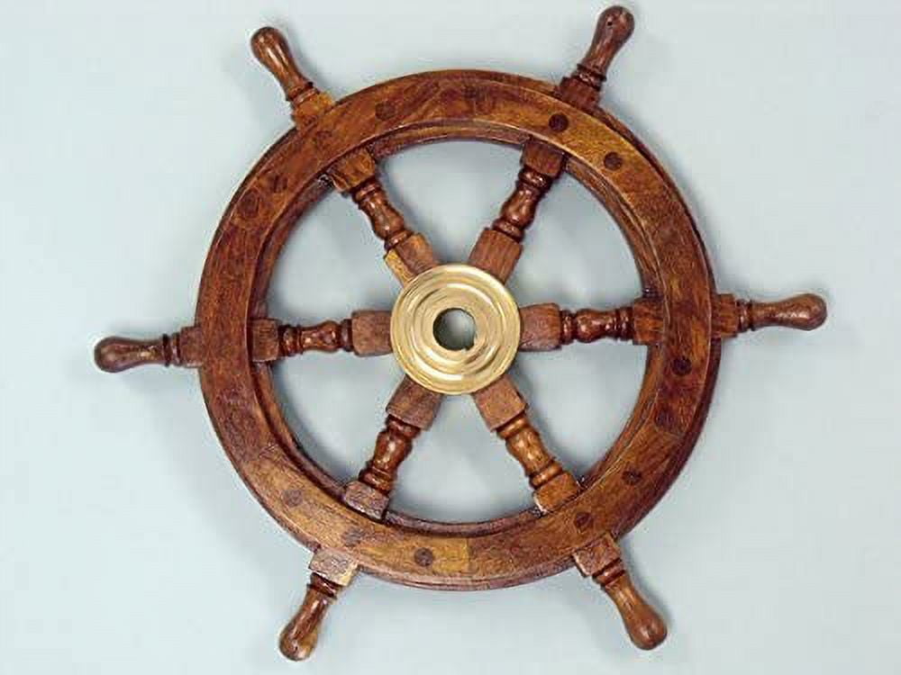 12" Wooden Ship Wheel (Natural Wood) - Walmart.com