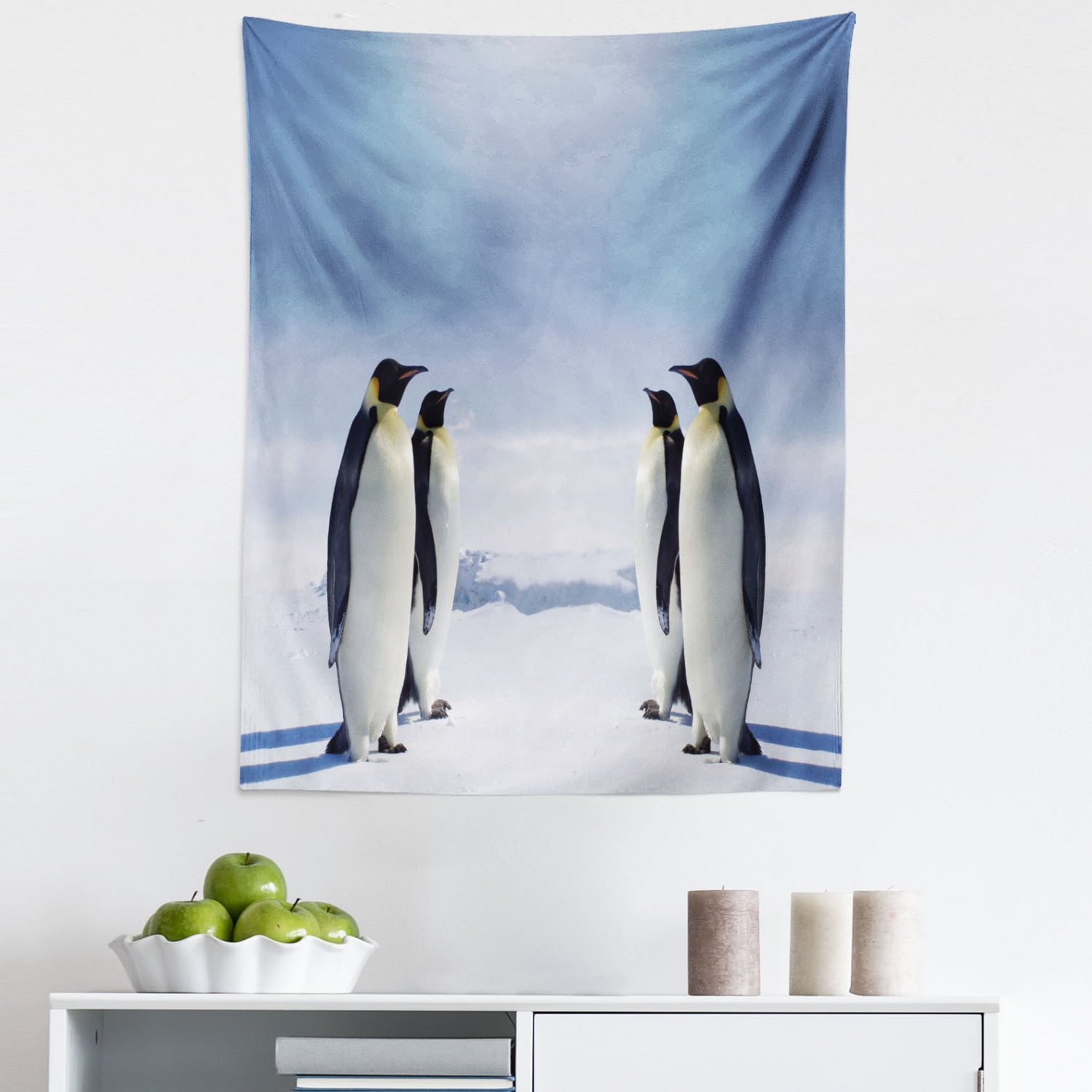 Colorful Tapestry, 2 Pairs of Penguins Facing Each Other at South Sunny ...