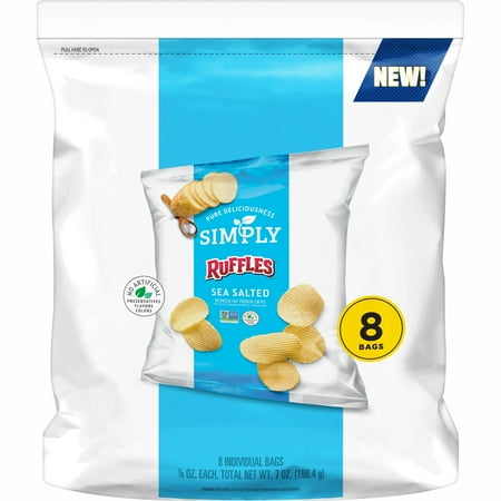 Simply Ruffles Sea Salted Reduced Fat Potato Chips, 0.875 oz Bags, 8 ...