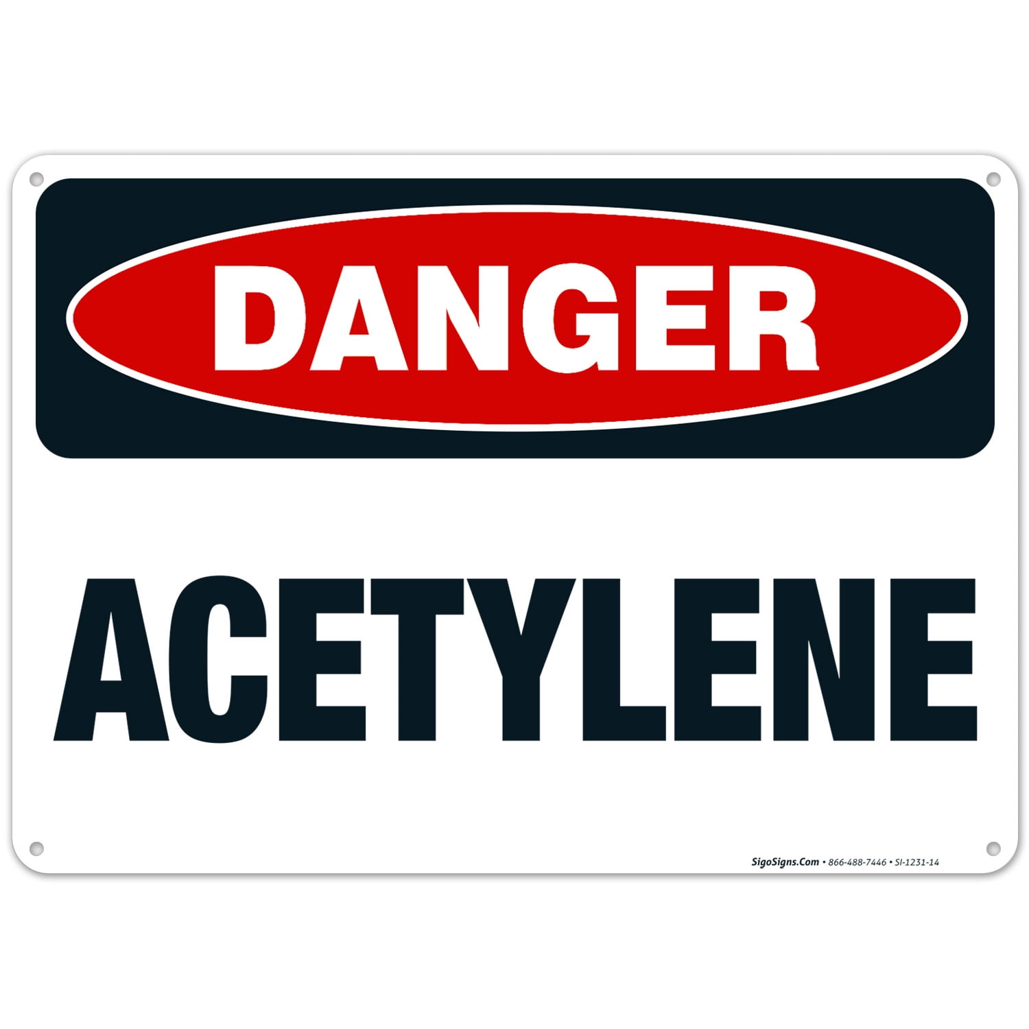 Danger Acetylene Sign, OSHA Danger Sign, - Walmart.com