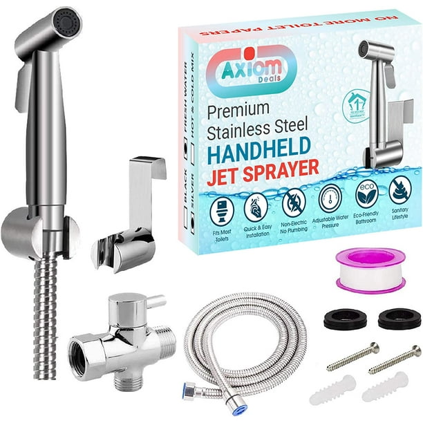 Axiomdeals Fresh Water Stainless Steel Handheld Bidet JET SPRAY, Toilet ...
