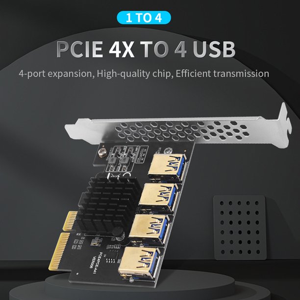 Kuymtek PCI-E 1 a 4 PCI Express Riser Card Adapter 4 USB Port Extender Expansion Card | Bodega ...