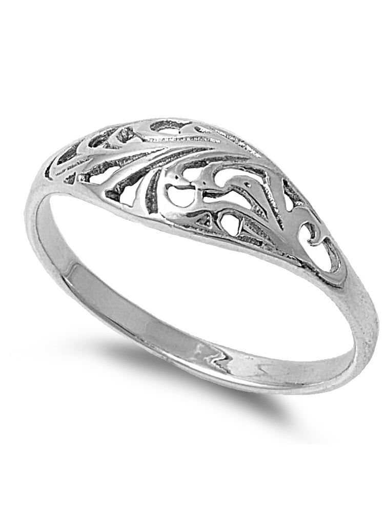 925 Sterling Silver Fashion Filigree Ring Size 9 - Walmart.com