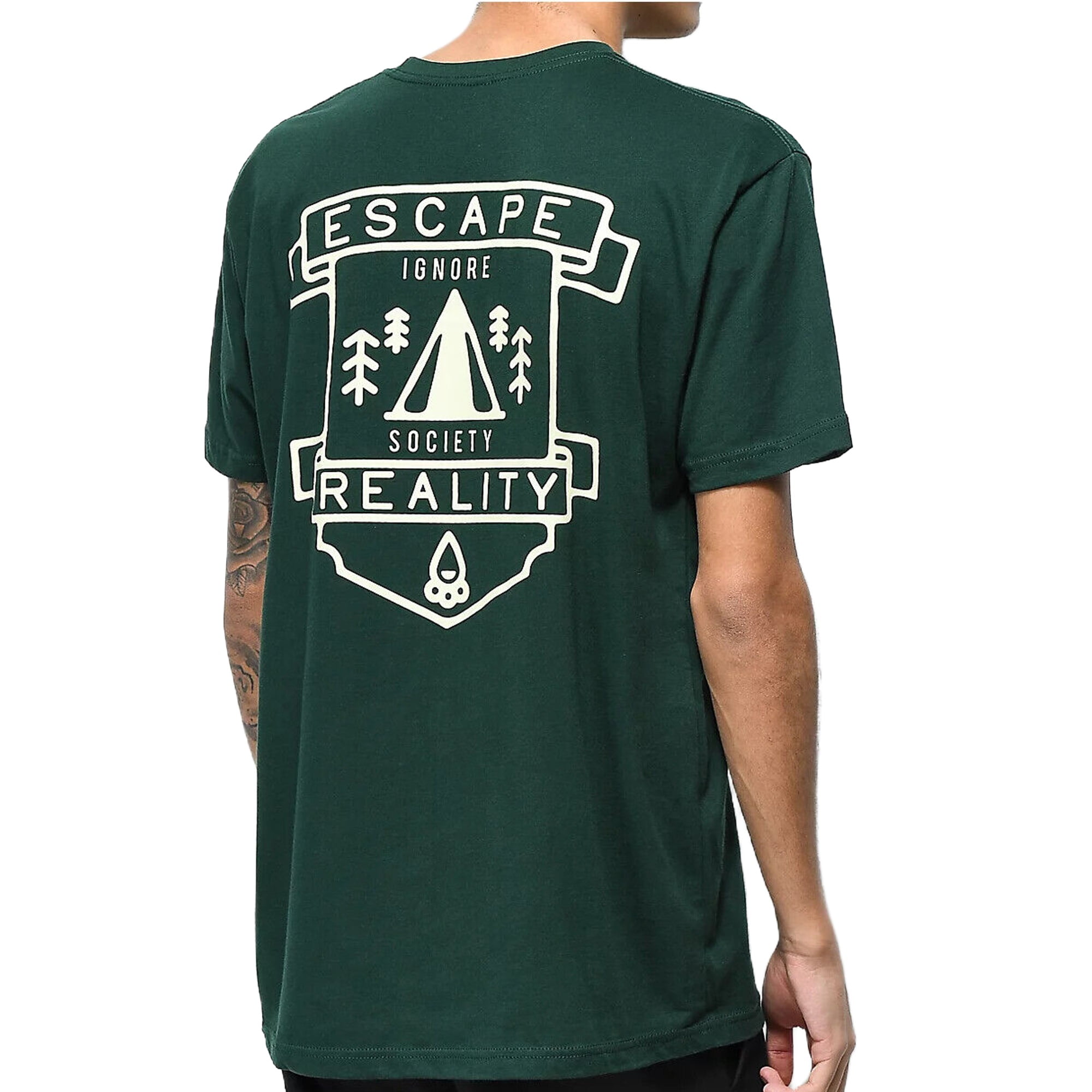 Dravus Escape Reality Ignore Society Men's Green T-Shirt (Large ...