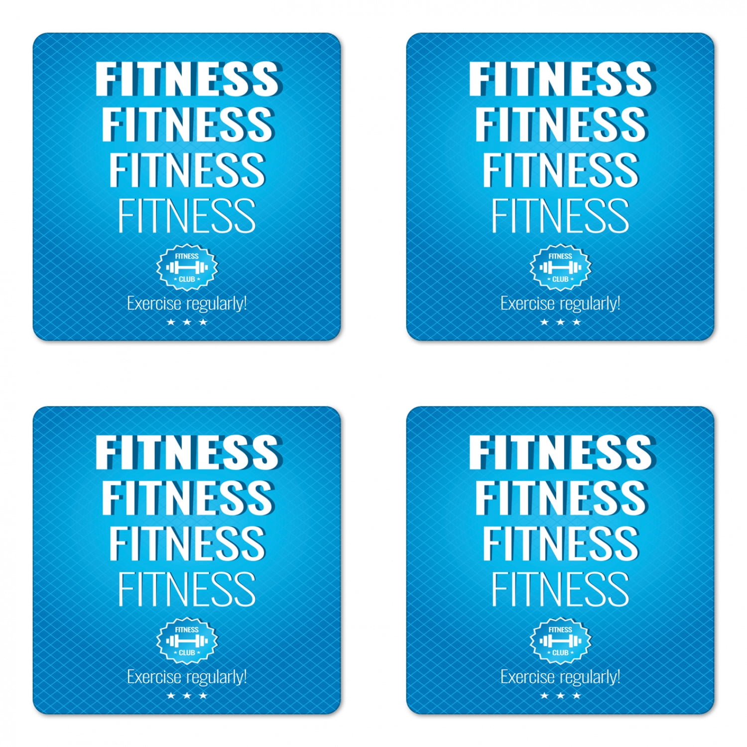 Fitness Coaster Set of 4, Motivation Regular Exercise Theme Fitness ...