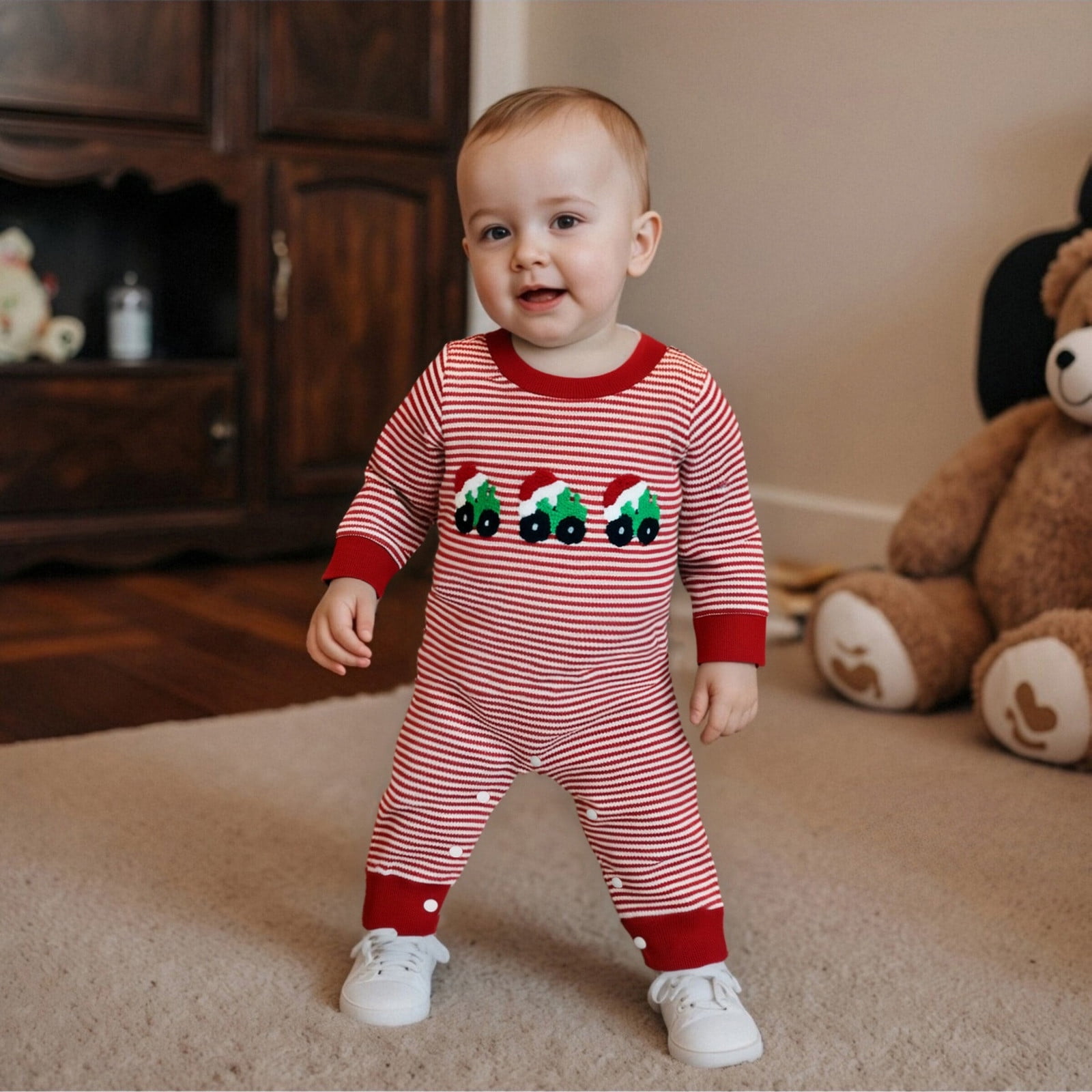 Click here for Dexiang Boys Tractor Embroidered Long Sleeve Rompe... prices