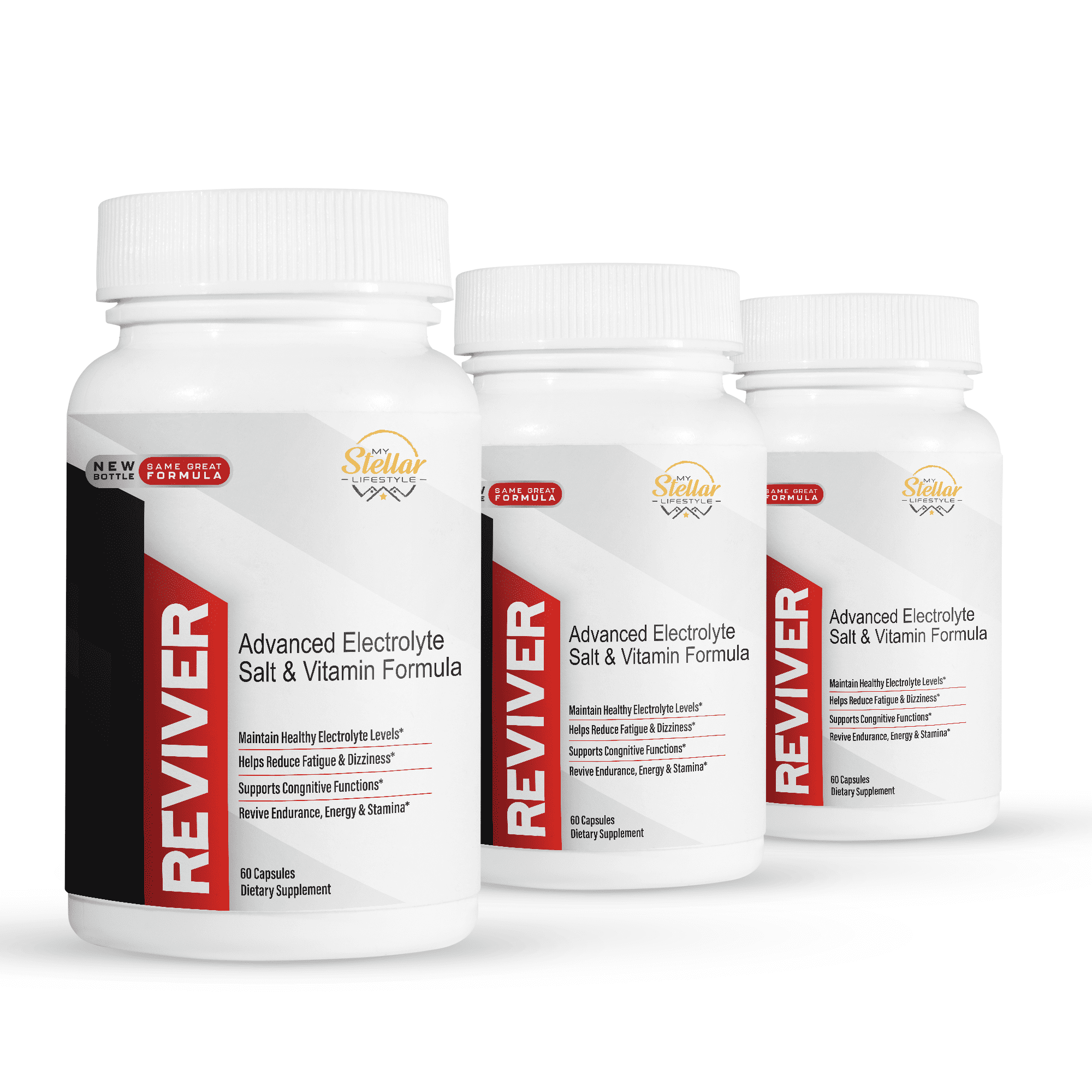 3 Pack Reviver Advanced Electrolyte Salt and Vitamin Formula-60 ...