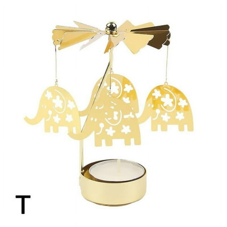 Golden Hot Rotating Candle Holder Christmas Revolving Metal Transit ...