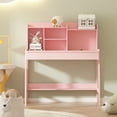 Kids Desk and Chair Set, Pink Wooden Study Desk for Kids with Drawers ...