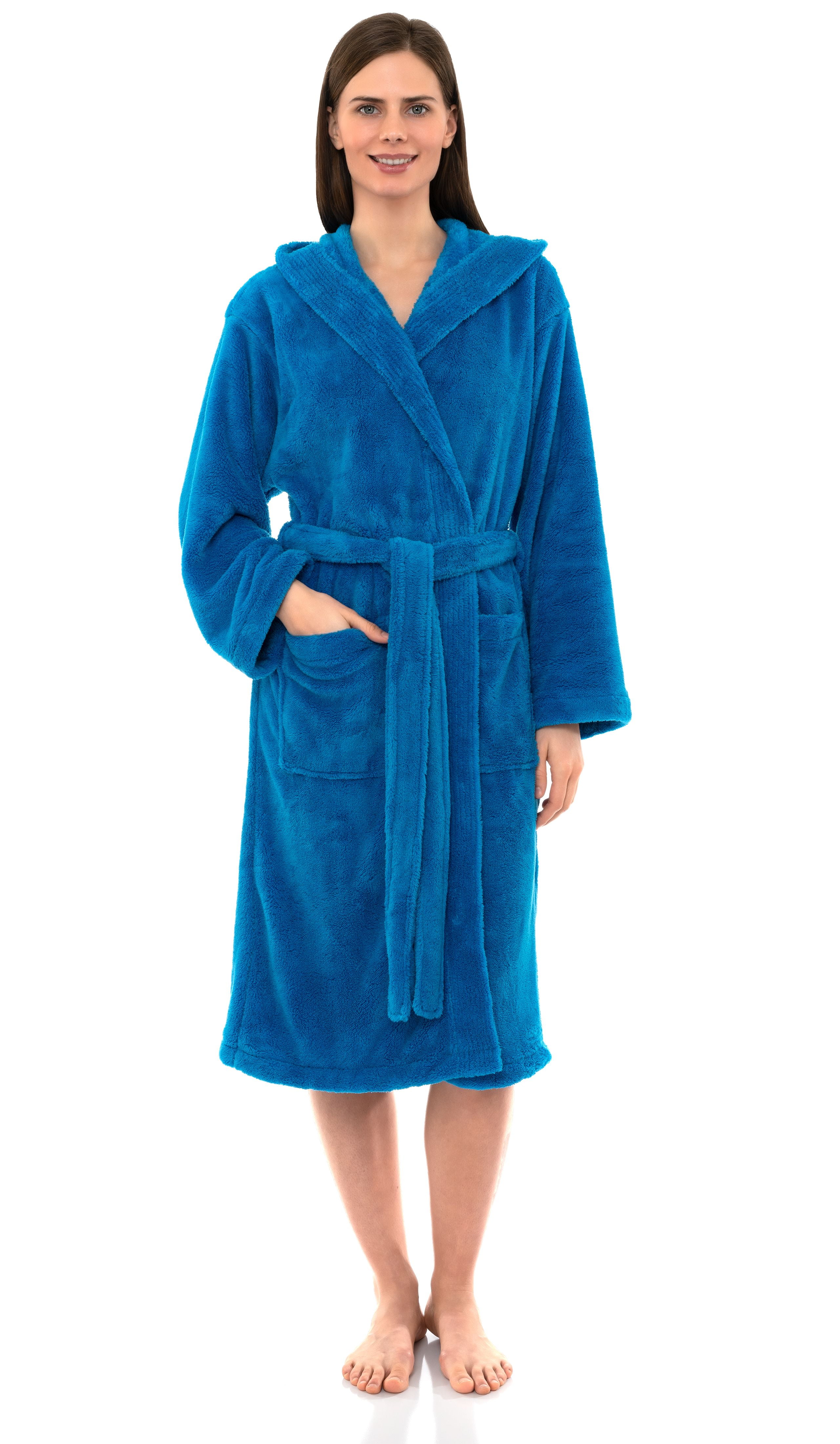 TowelSelections Women's Robe Soft Plush Fleece Hooded Spa Bathrobe ...