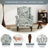 DREAMSIDEA Wingback Accent Chair with Nailhead Trim & Retro Wood Legs ...