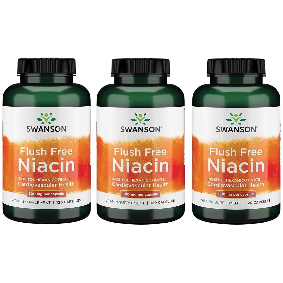 Swanson Flush Free Niacin 500 mg 120 Caps 3 Pack - Walmart.com