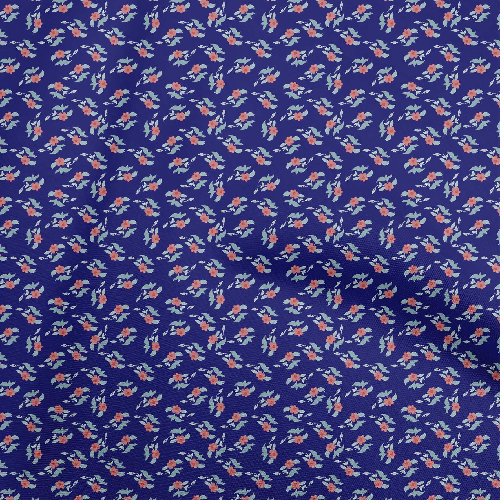 oneOone Cotton Poplin Blue Fabric Floral Dress Material Fabric Print ...
