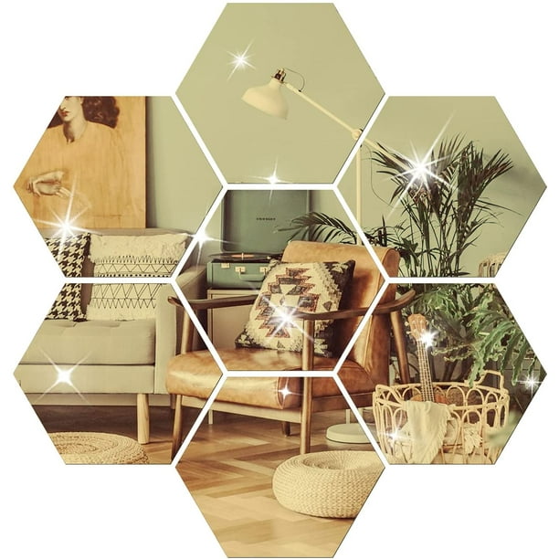 Diy Wall Decals Acrylic Mirror Sticker Set 12 Pcs Hexagon Mirror Wall