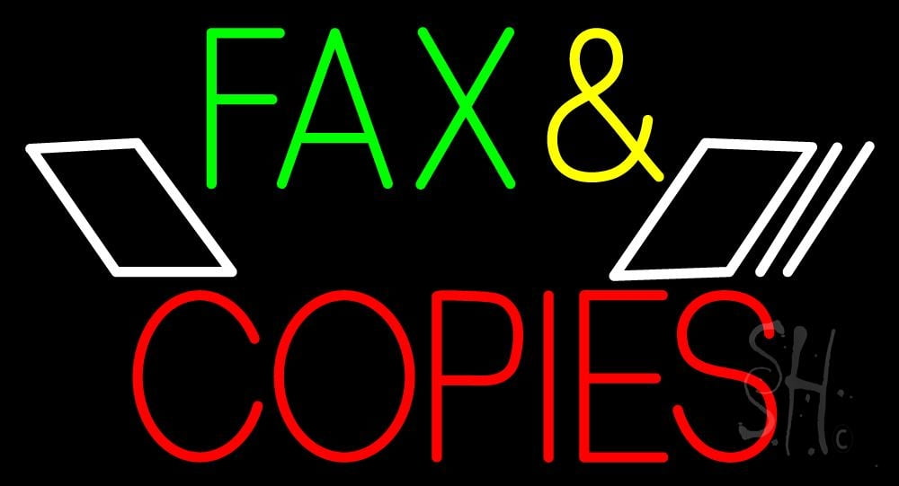 Multicolored Fax And Copies 2 LED Neon Sign 13 x 24 - inches, Clear ...