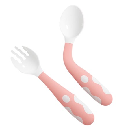 Baby Feeding Utensils Self-Feeding Learning Tableware Self-Feeding Spoon Fork Kids Bendable ...