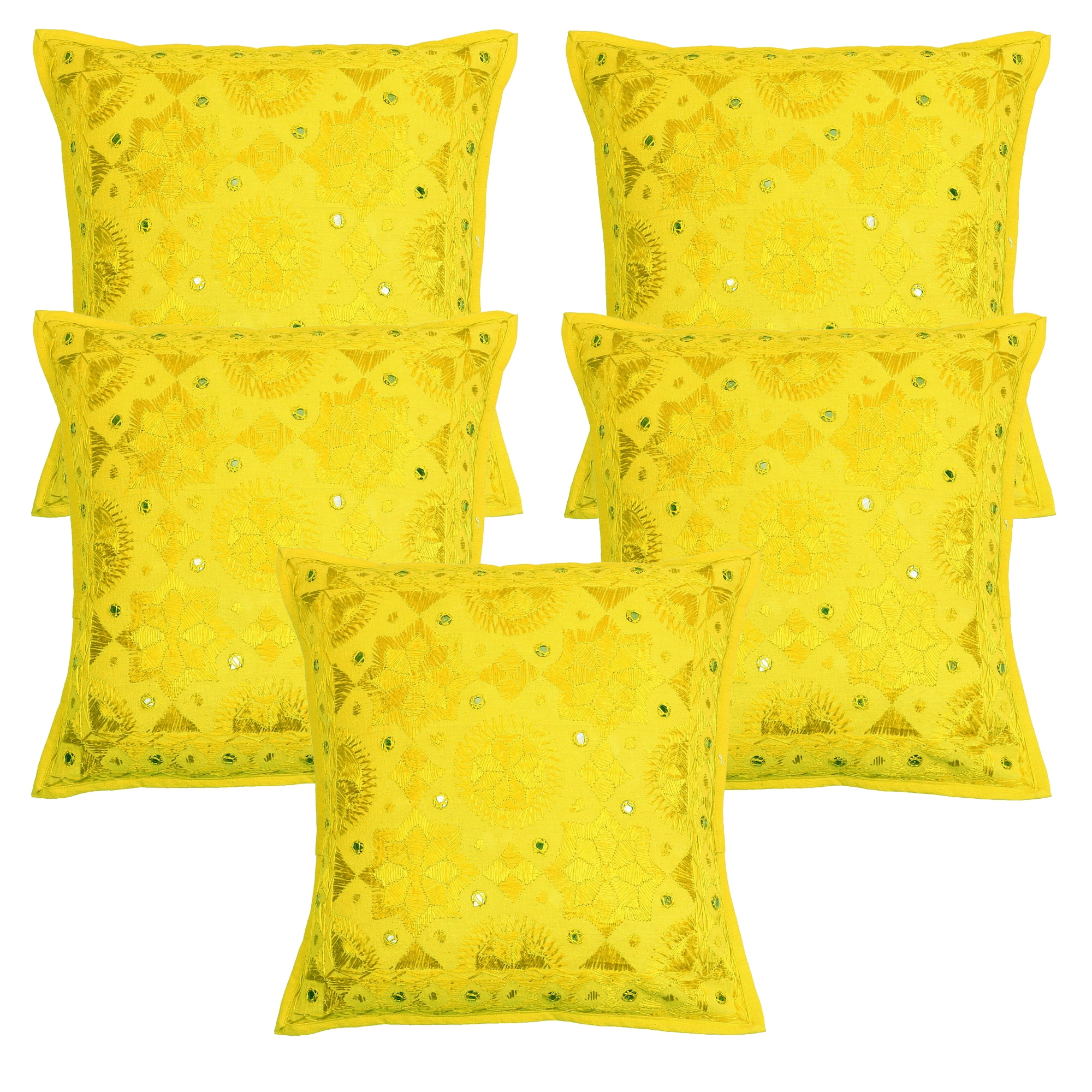 Stylo Culture Indian Decorative Throw Pillow Covers 16x16 Hand ...