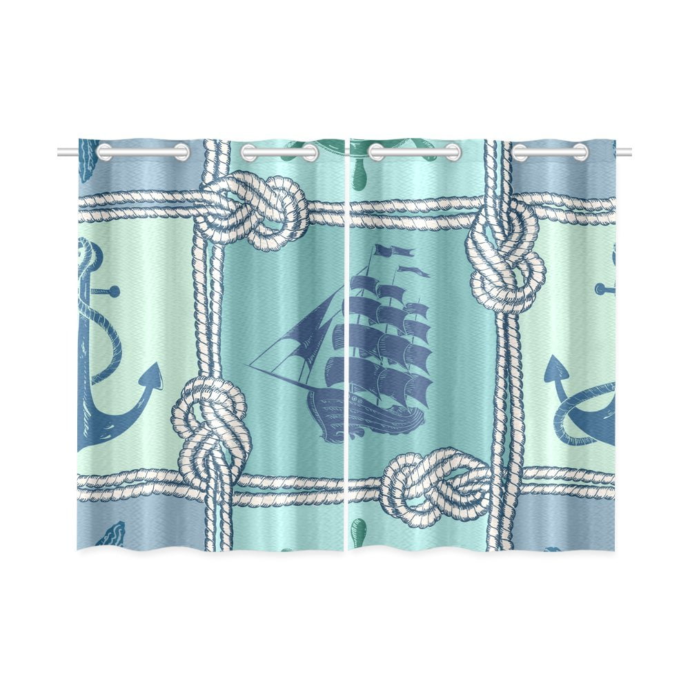 MKHERT Nautical Sailing Ship Anchor And Ropes Window Curtains Kitchen ...