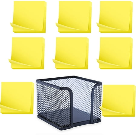 Memo Holder, Steel Mesh Sticky Notes Dispenser - with 12 Pads Adhesive ...